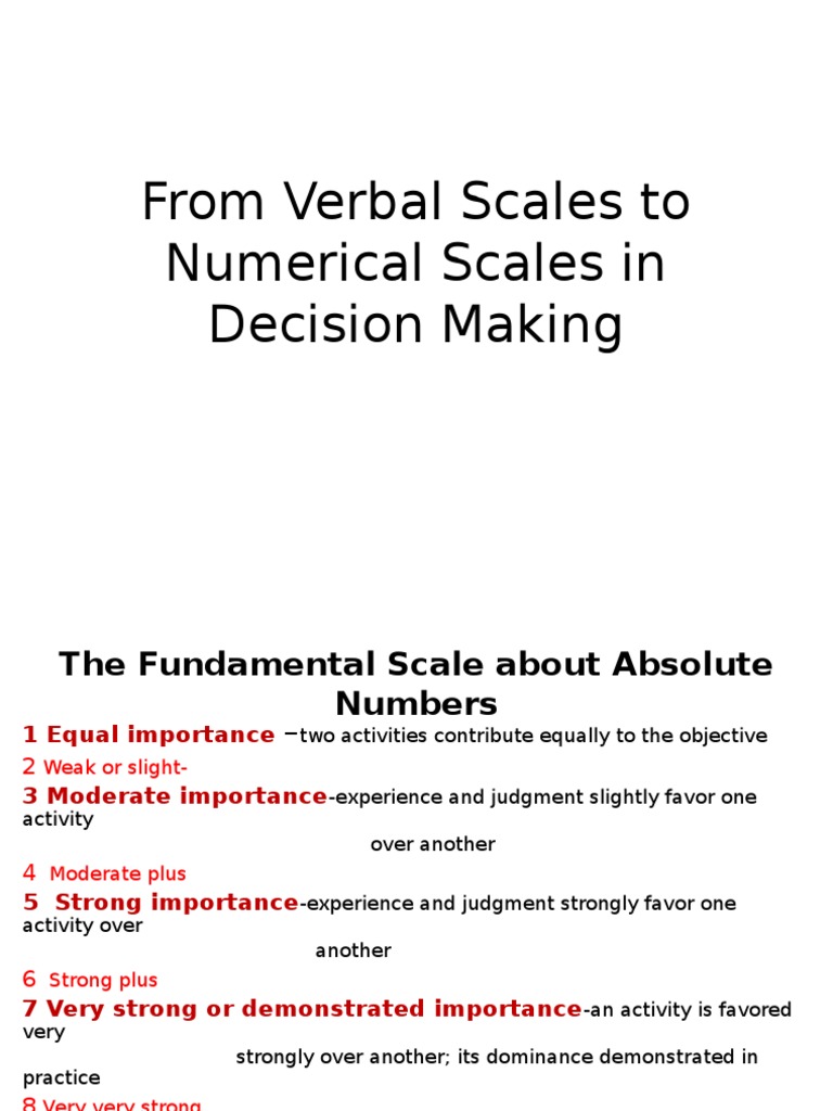 From Verbal Scales To Numerical Scales in Decision Making | PDF ...