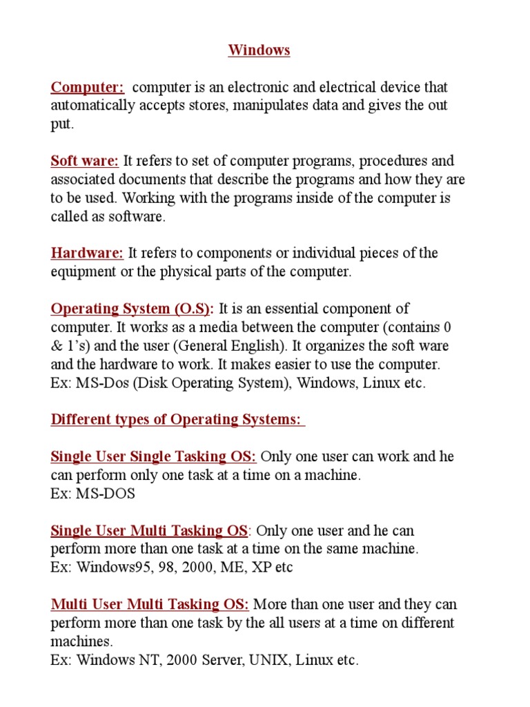 Windows Computer Basics | PDF | Operating System | Computer File