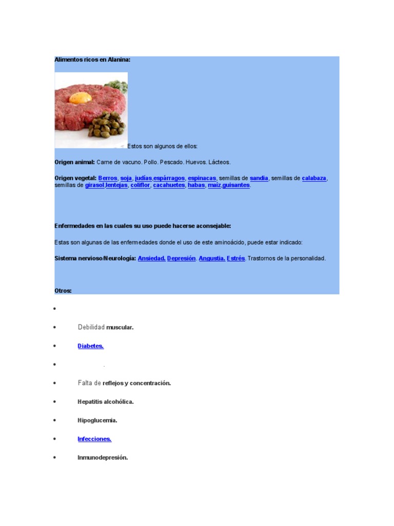 Alimentos y beneficios de la Alanina | PDF