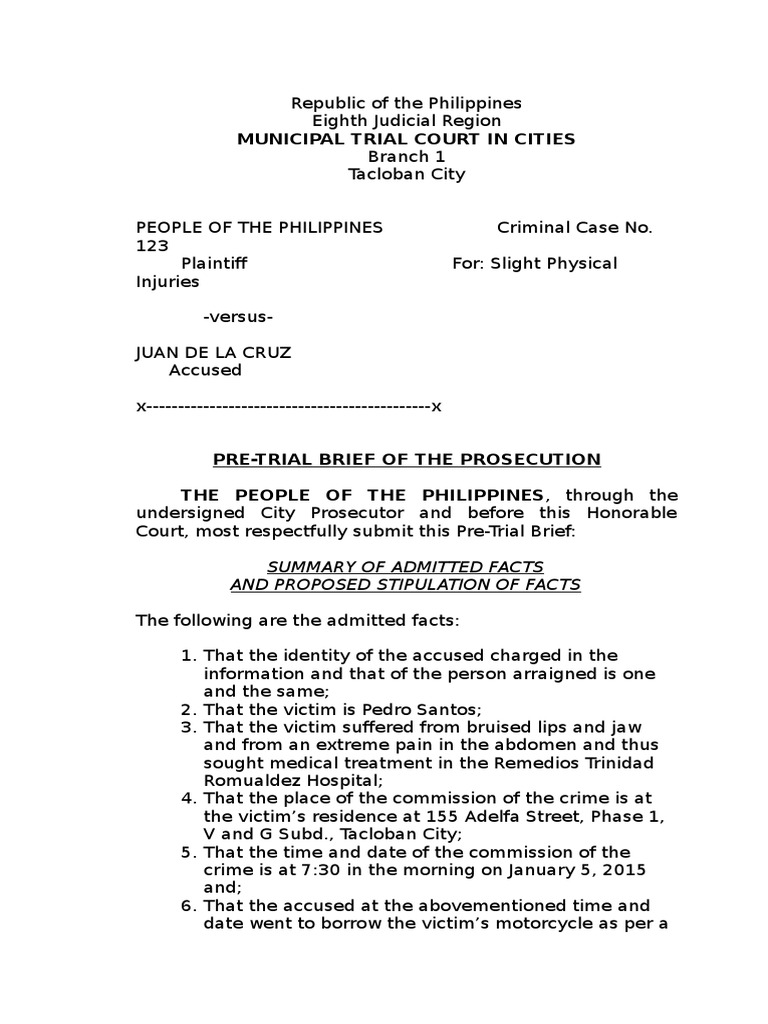 PreTrial Brief SPI | Social Institutions | Society