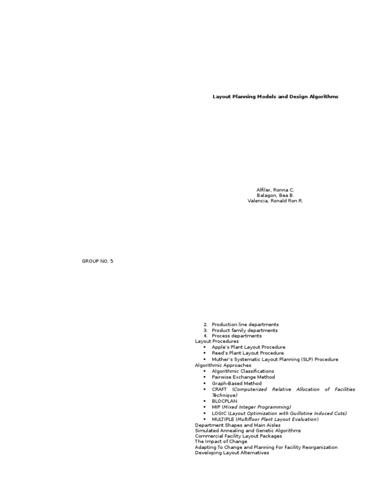 Group5 Layout Planning Models And Design Algorithm Pdf Algorithms Mathematical Optimization