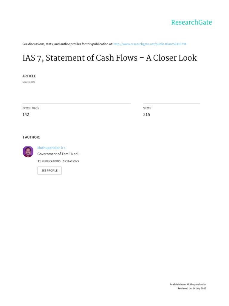 IAS 7, Statement of Cash Flows - A Closer Look: Article | PDF | Cash ...