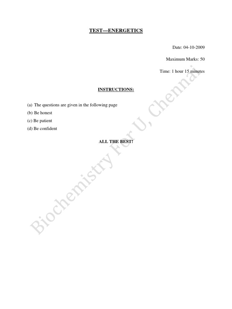 Energetics Test | PDF | Enthalpy | Calorie