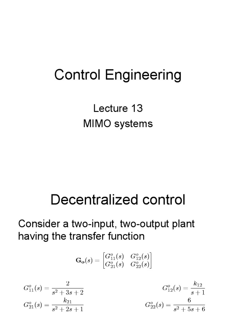 Control Engineering: MIMO Systems | PDF | Matrix (Mathematics) | Control Theory