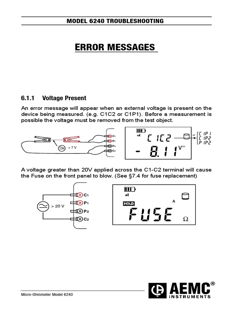 Micro-Ohmmeter 6240 Error Guide | PDF | Technology & Engineering