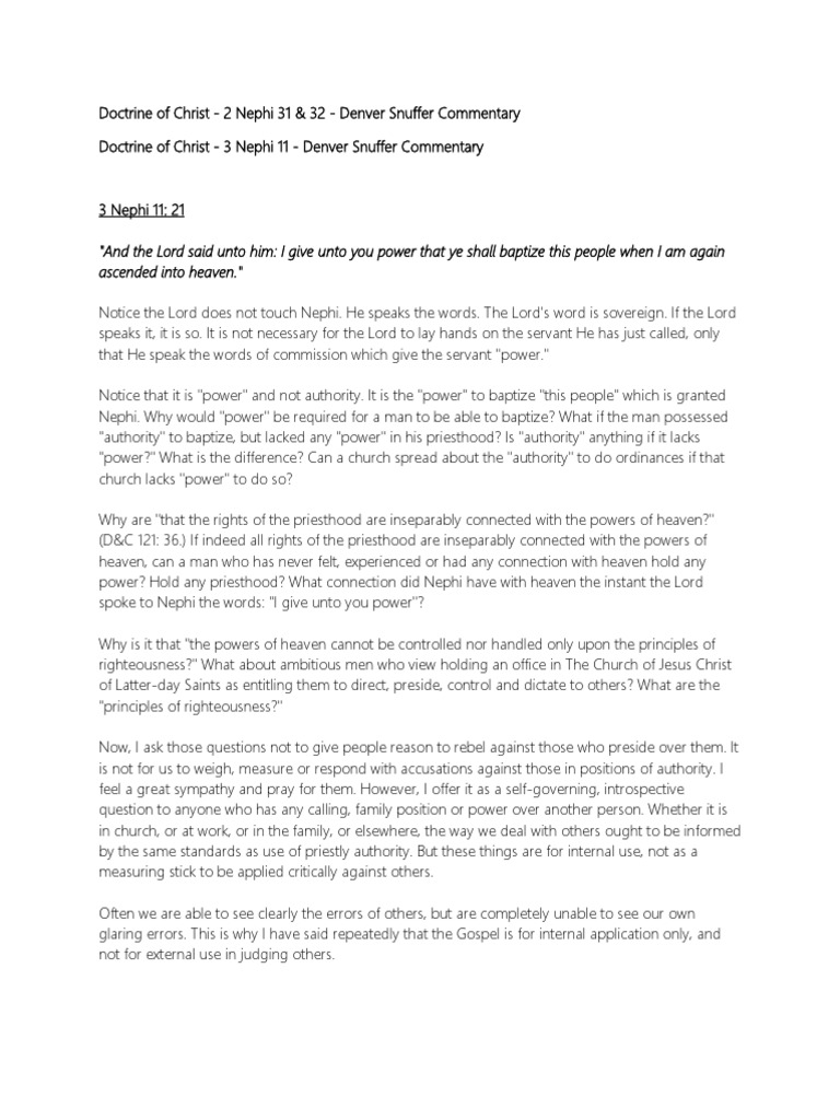 Doctrine of Christ Series - Denver Snuffer | PDF | God In Mormonism ...