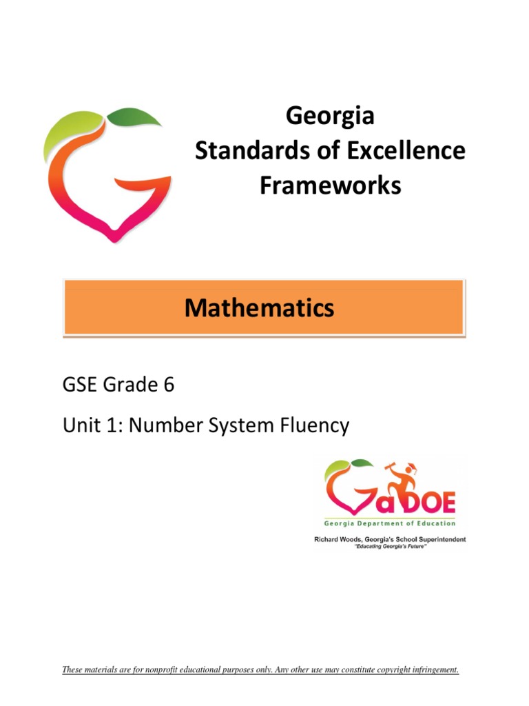 Georgia Standards of Excellence Frameworks: GSE Grade 6 Unit 1: Number ...