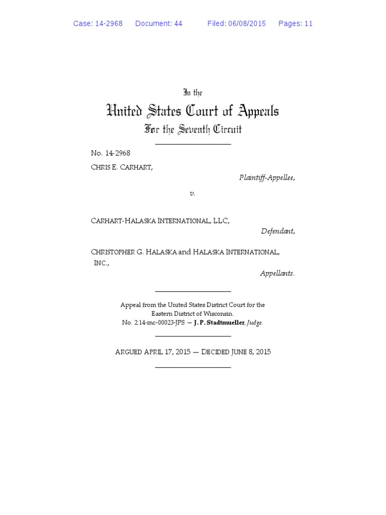 2015.06.08 HALASKA - Appeal - Seventh Circuit - Decision From Posner ...