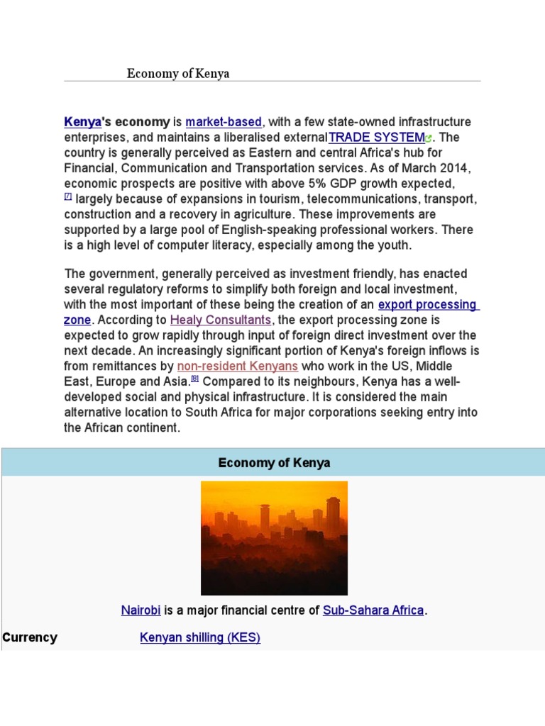 Economy of Kenya | PDF | Kenya | Gross Domestic Product