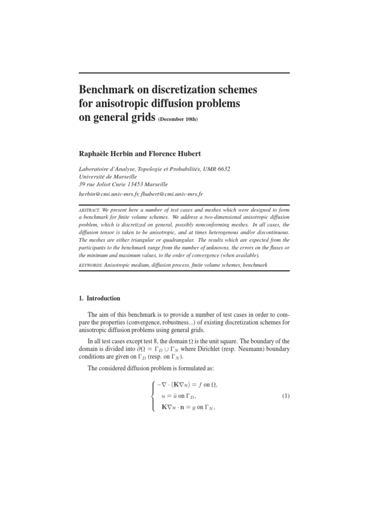 Benchmark On Discretization Schemes For Anisotropic Diffusion Problems On General Grids | PDF ...