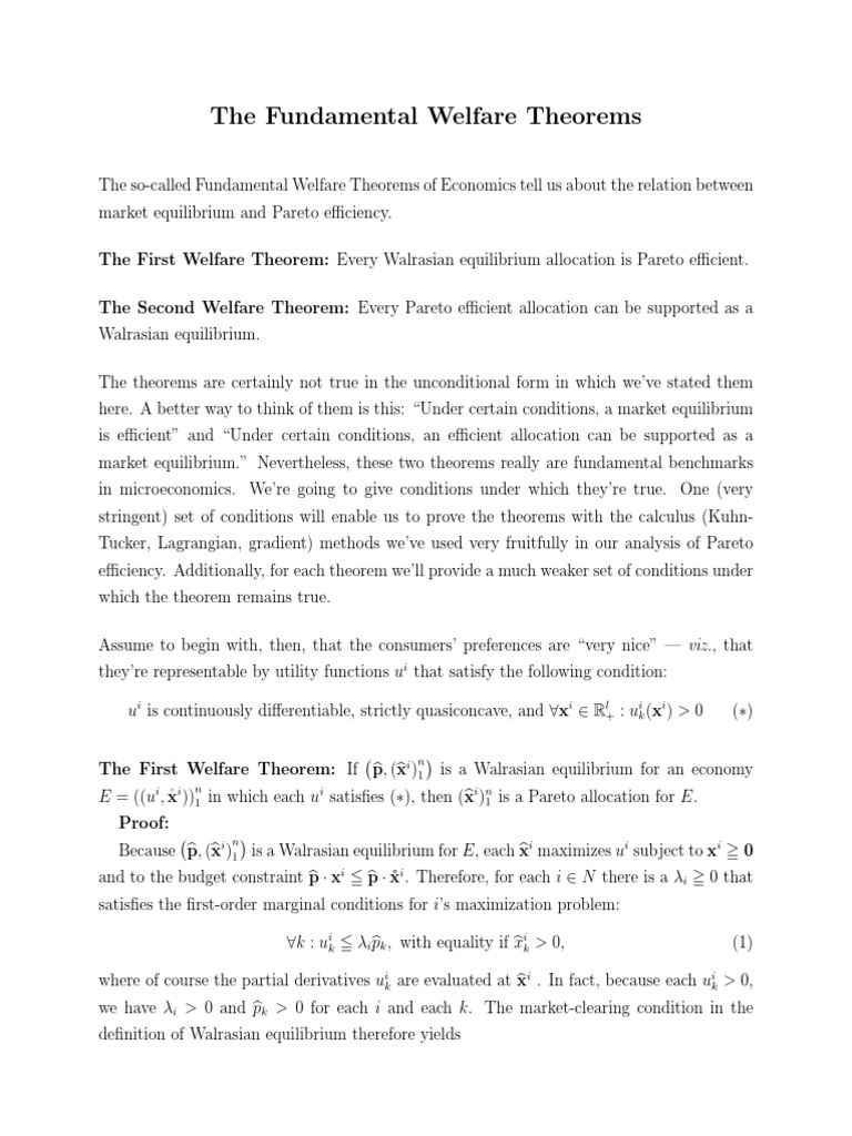 The Fundamental Relationship Between Market Equilibrium and Pareto ...