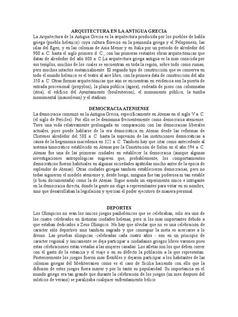 Arquitectura en La Antigua Grecia | Descargar gratis PDF | Antigua Grecia | Grecia