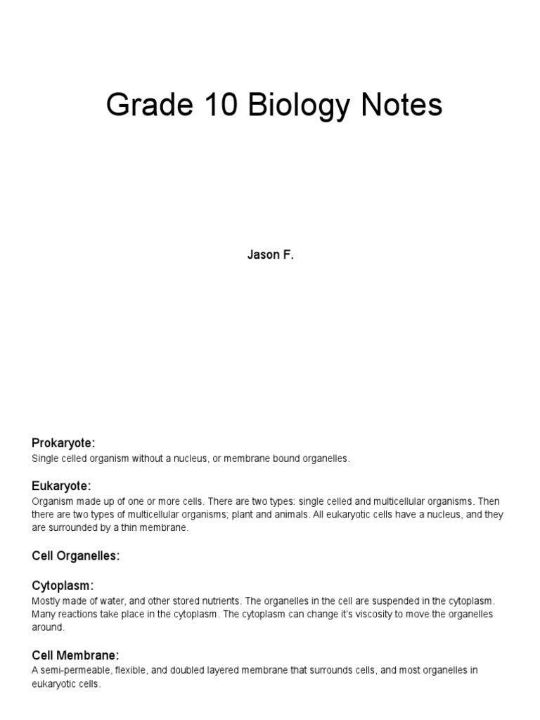 Grade 10 Biology Essentials | PDF | Blood | Human Digestive System