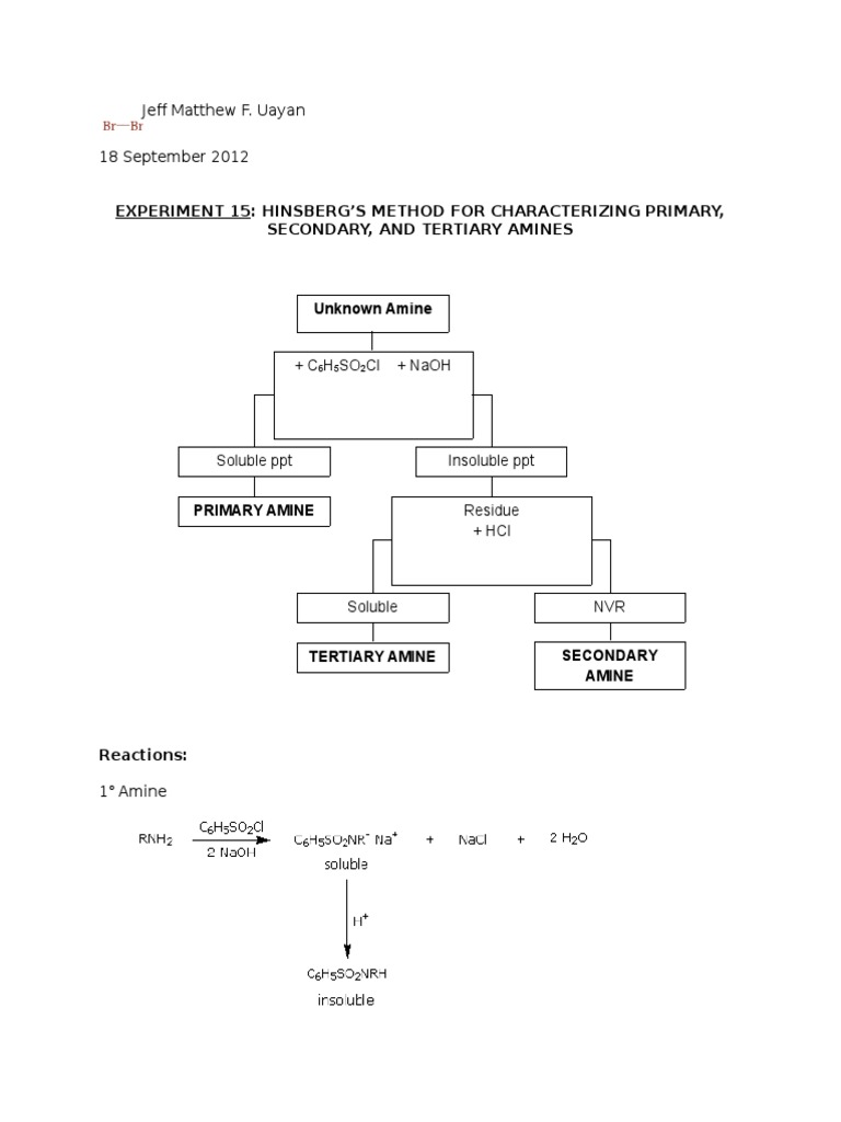 Hinsberg's Method For Characterizing Primary, Secondary, and Tertiary ...