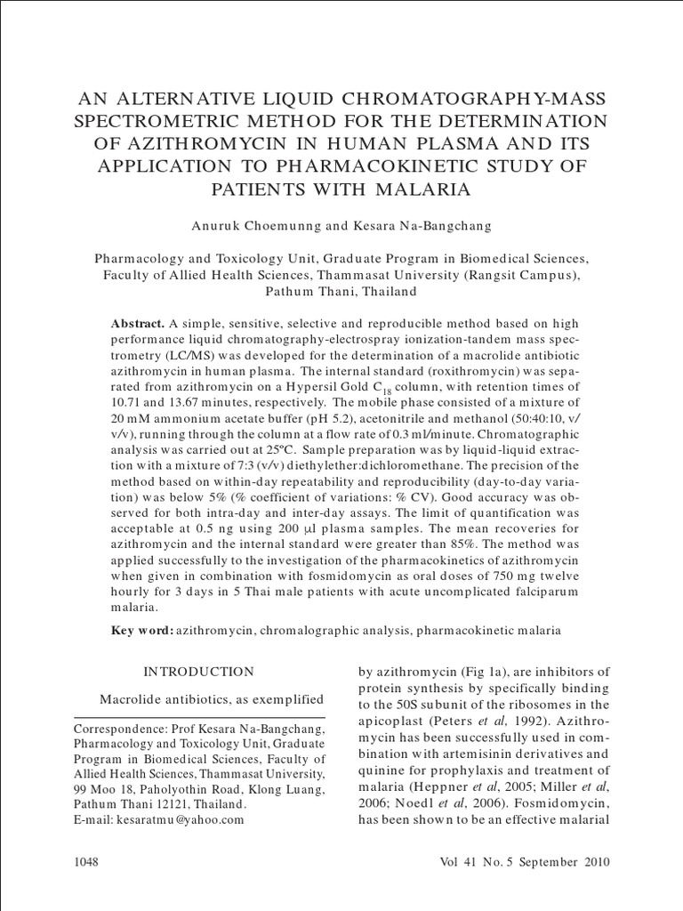 An Alternative Liquid Chromatography-Mass Spectrometric Method For The ...