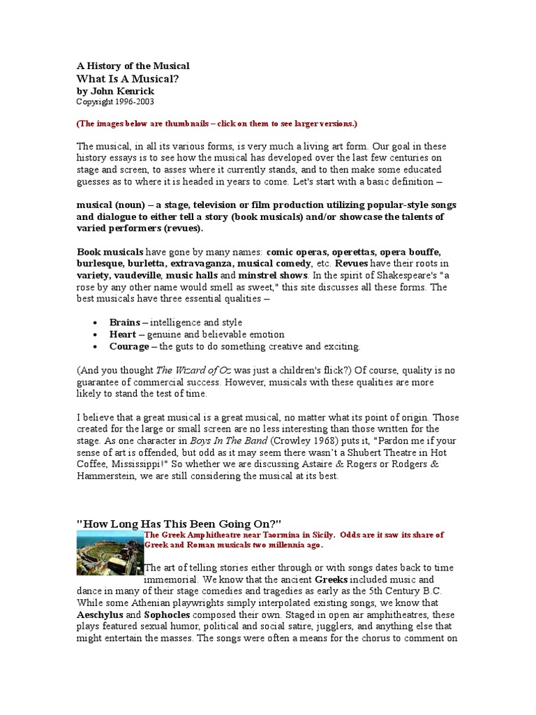 History of The Musical | PDF | Musical Theatre | Opera
