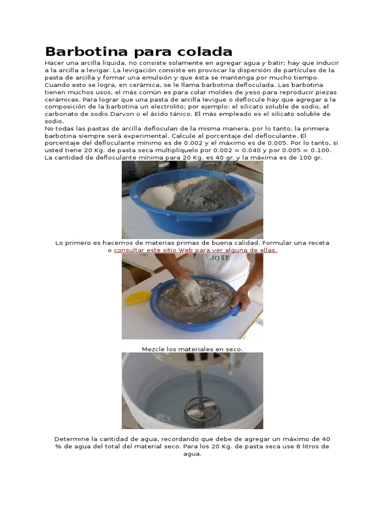 Barbotina para Colada | PDF | Arcilla | Aluminio