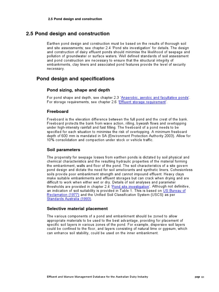 Pond Design and Construction | PDF | Geotechnical Engineering | Sand