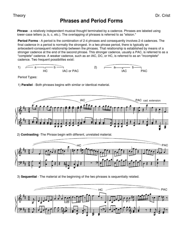 Phrases and Period Forms | PDF | Elements Of Music | Music Theory