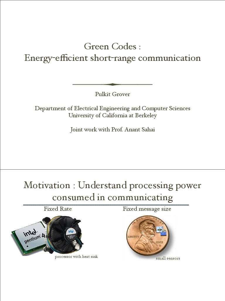 Green Codes: Energy-E Cient Short-Range Communication | PDF | Low ...