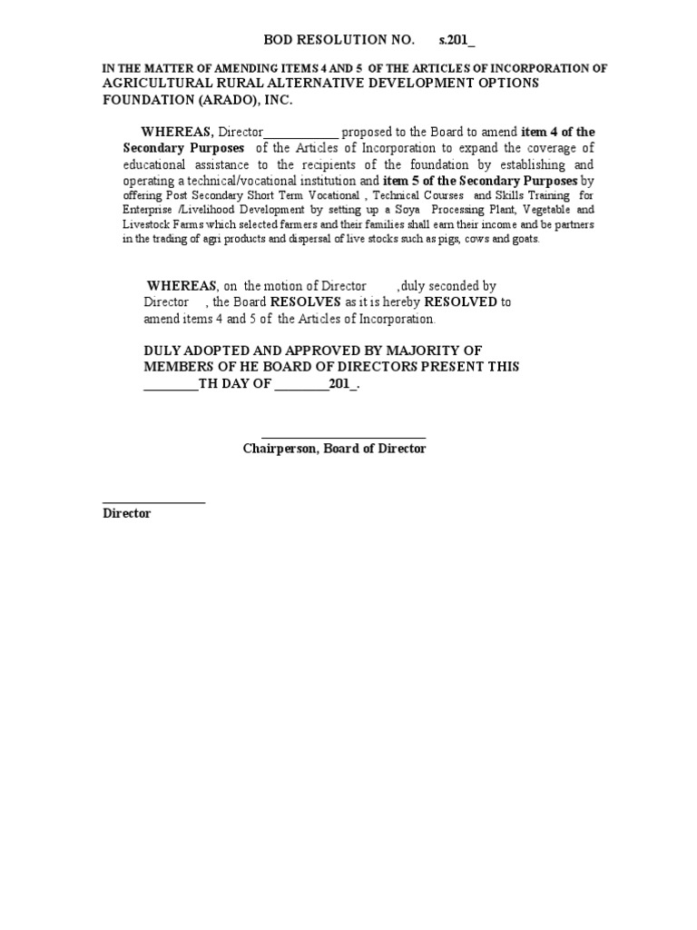 Bod Resolution No | PDF