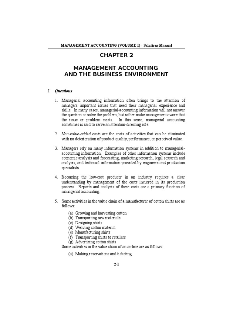 Manac Chapter 02 - Answer | PDF | Management Accounting | Survey ...