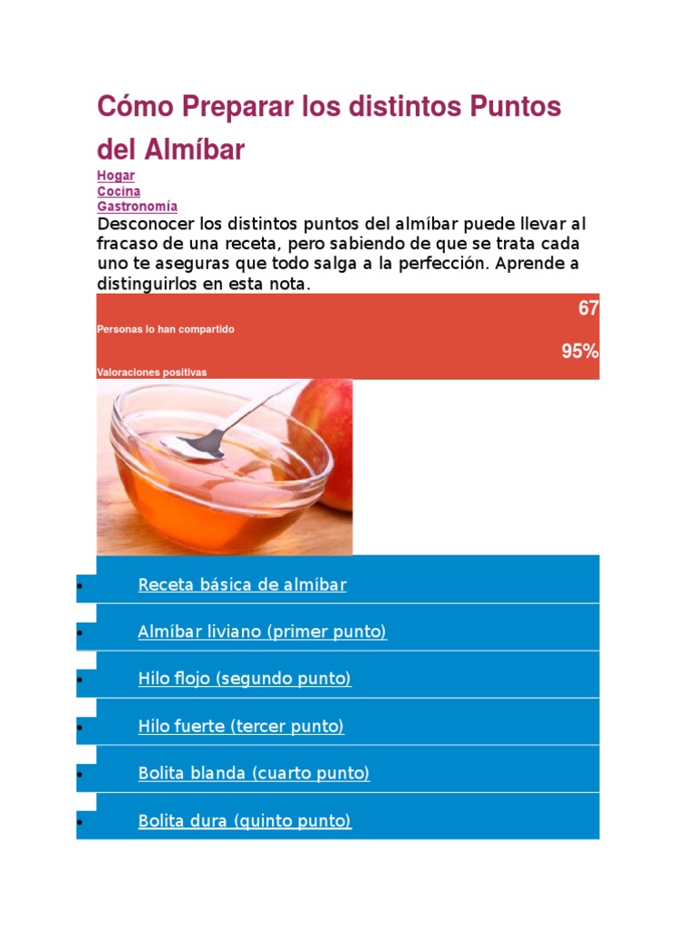 Cómo Preparar Los Distintos Puntos Del Almíbar | PDF | Preparación de comida y bebida | Cocinando