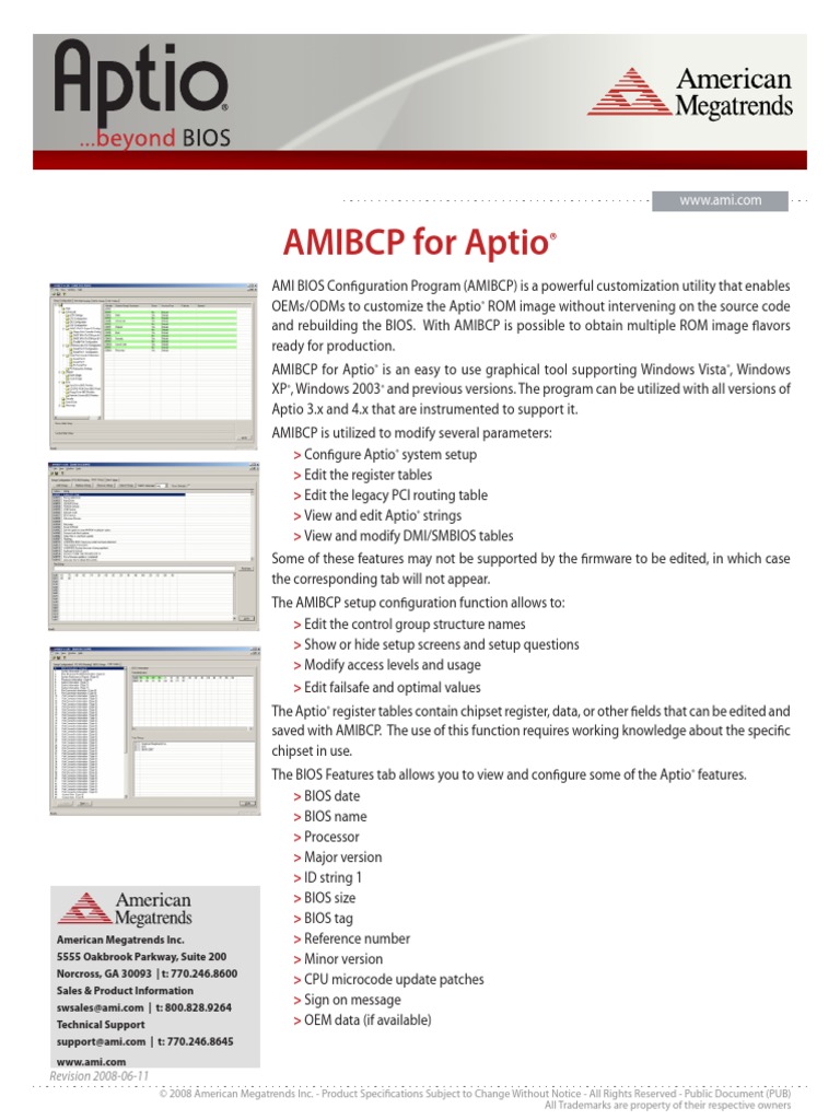 AMIBCP For Aptio Data Sheet PDF | PDF