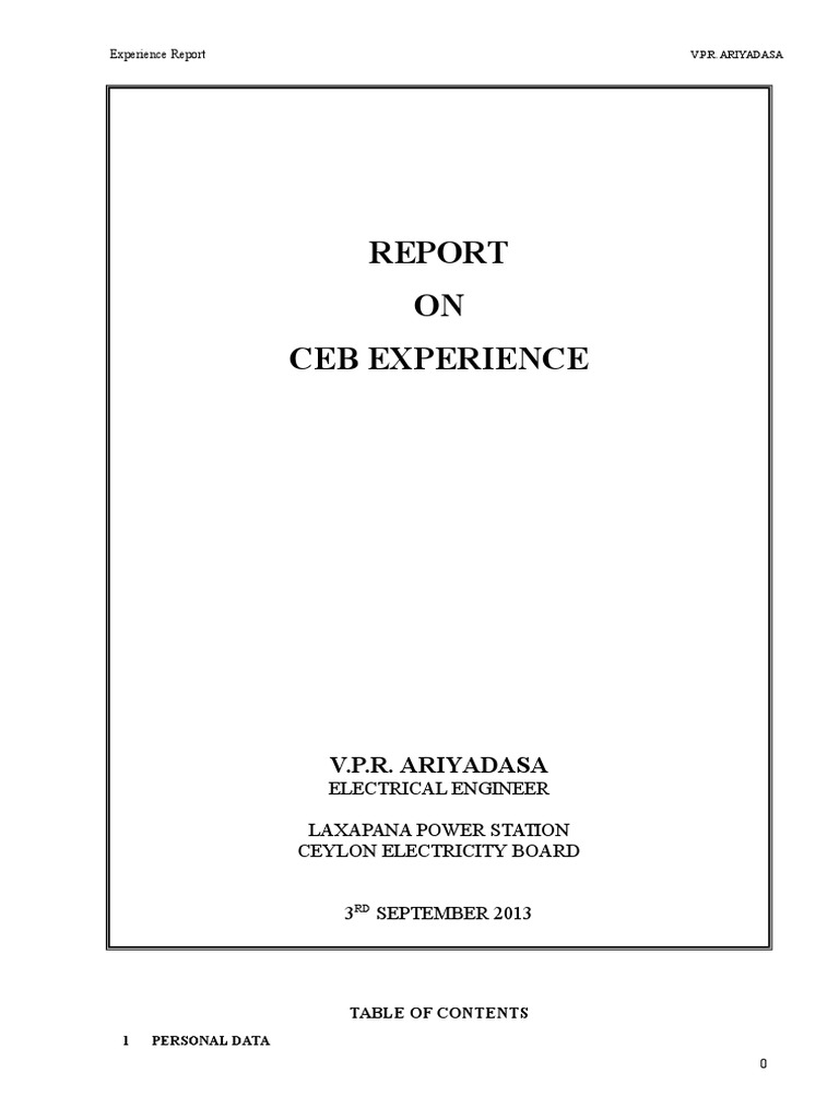 My Experience - Pubudu | PDF | Electrical Substation | Power Station