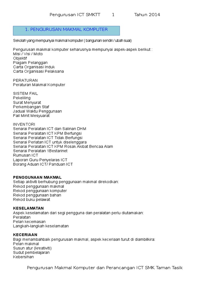 Pengurusan Ict SMKTT | PDF
