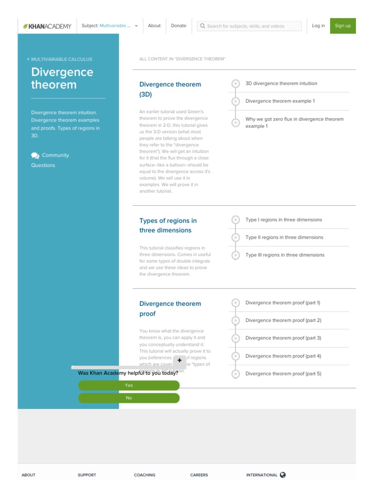 Divergence Theorem - Multivariable Calculus - Khan Academy | PDF