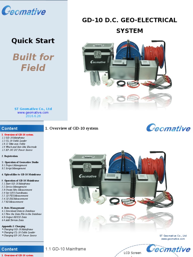 Geomative GD-10 Geophysical Resistivity/IP Equipment Quick Start | PDF ...