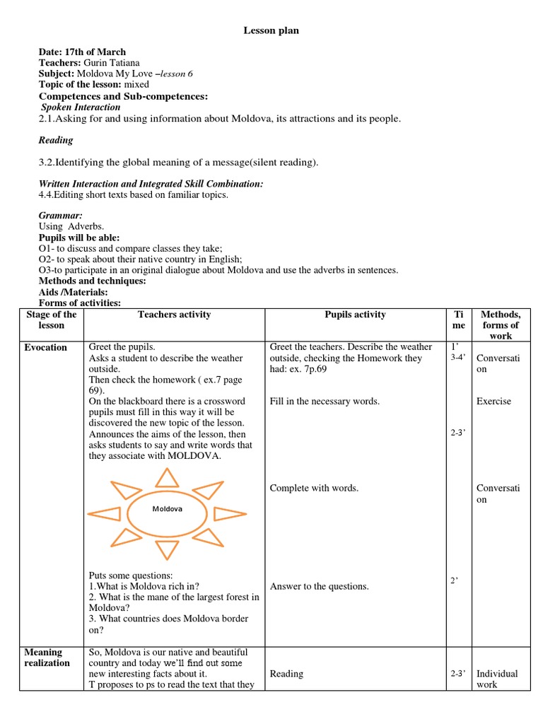 Lesson Plan | PDF | Adverb | English Language