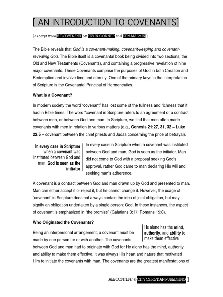 An Introduction to Covenants | Covenant (Biblical) | Covenant Theology ...