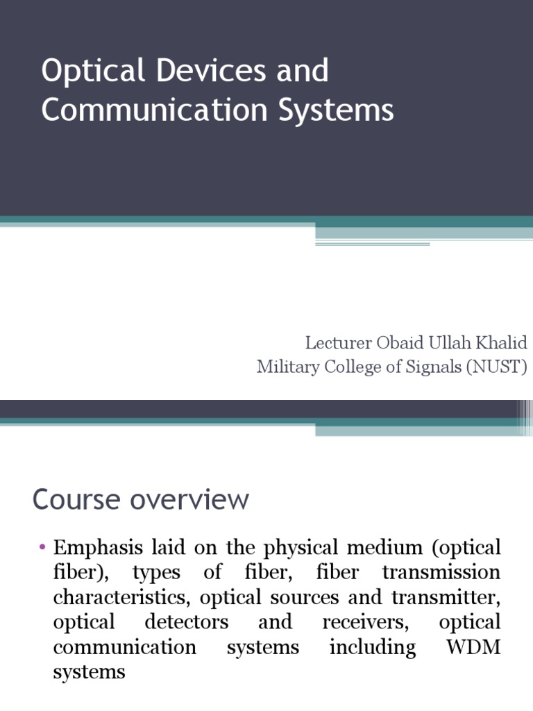 Introduction To Optical Devices | PDF | Optical Fiber | Communications ...