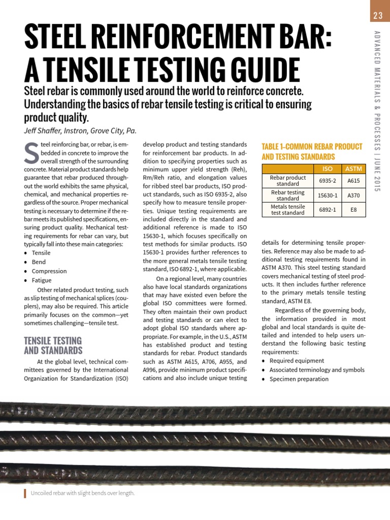 Steel Reinforcement Bar A Tensile Testing Guide | PDF | Yield ...