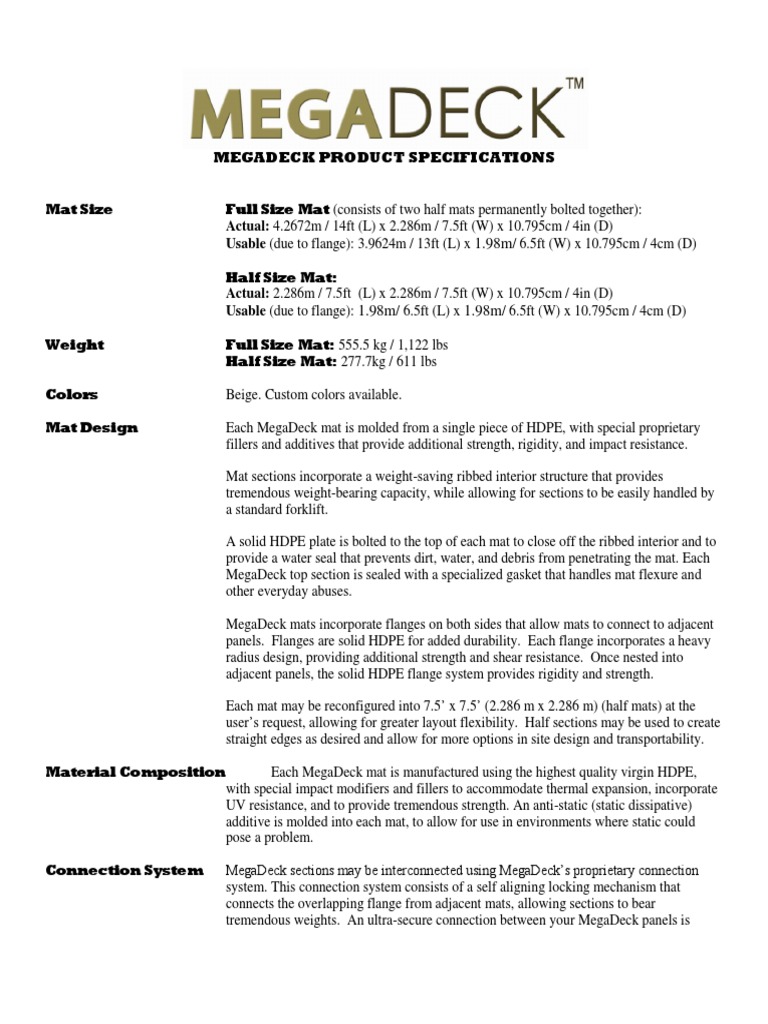 MegaDeck Specifications long version sep2011.pdf | Dangerous Goods ...