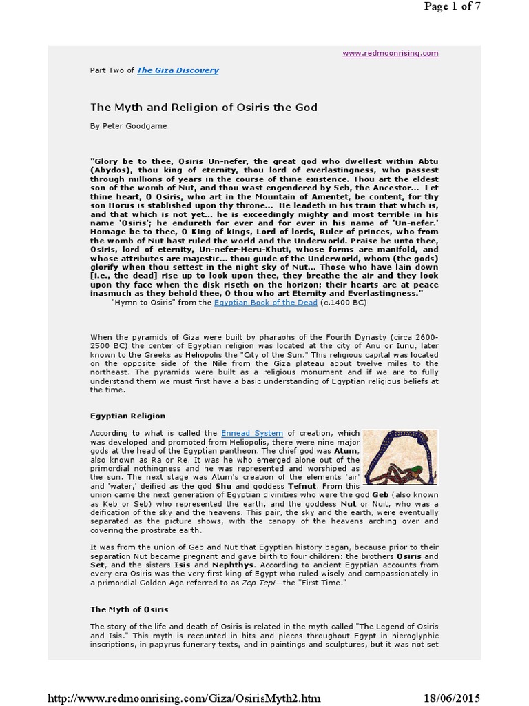 The Myth and Religion of Osiris The God | PDF | Osiris | Isis