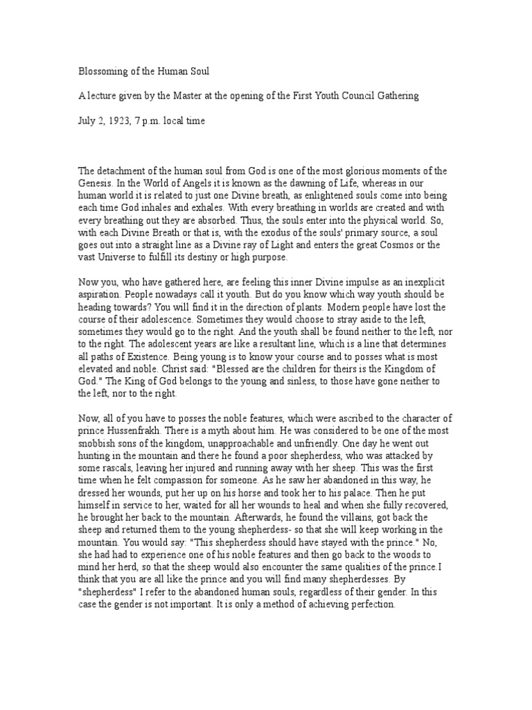 Blossoming of the Human Soul | PDF | Heaven | Soul