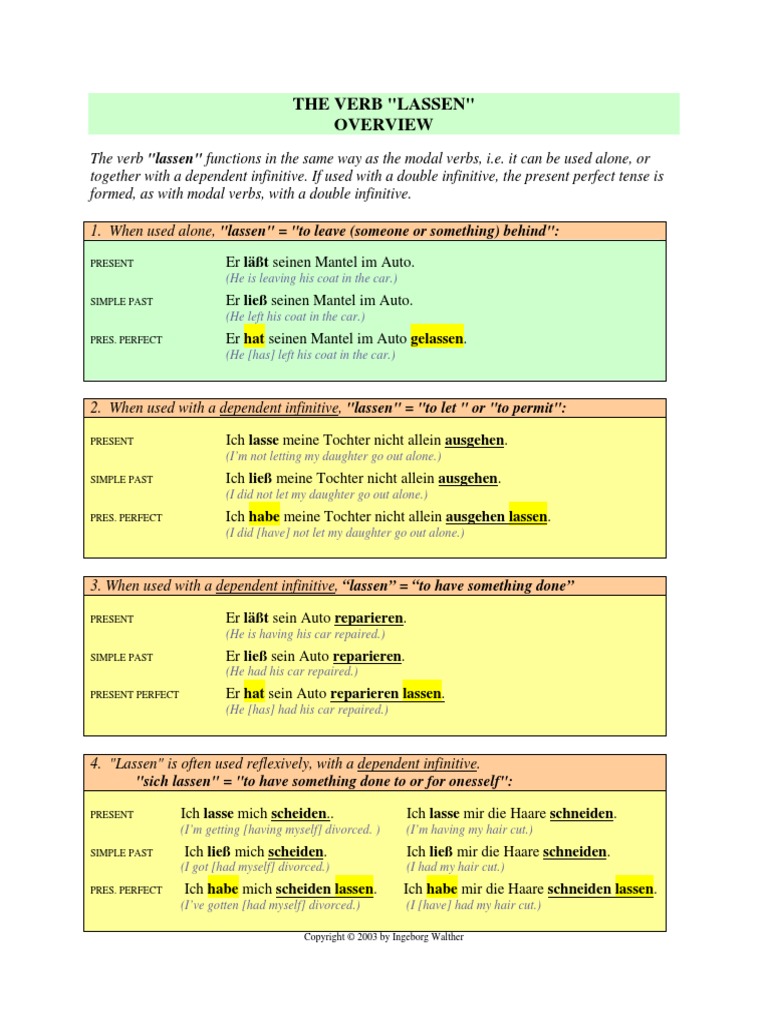 Das Verb Lassen | PDF | Perfect (Grammar) | Verb