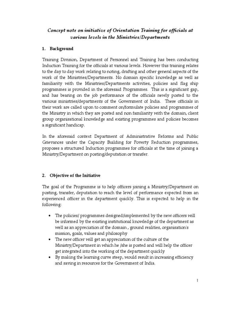 9 Orientation Training Concept Note | Download Free PDF | Educational ...