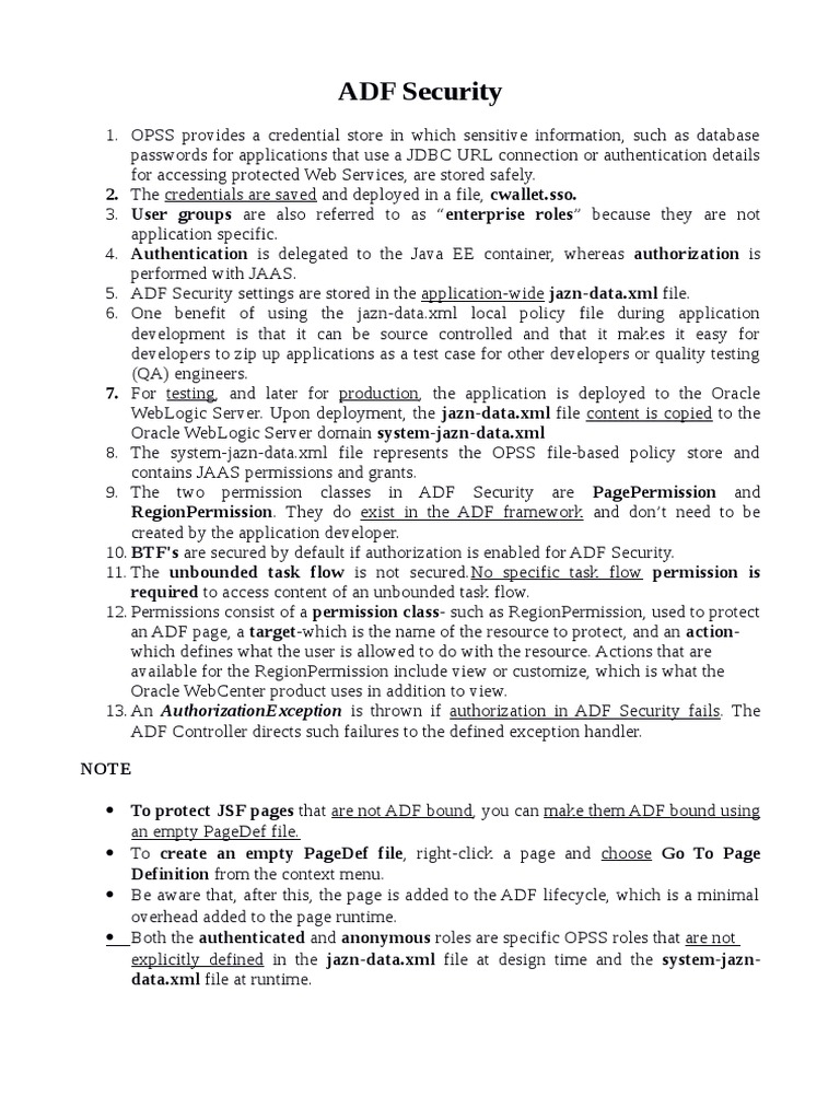 ADF Security | PDF | Java Servlet | Authentication