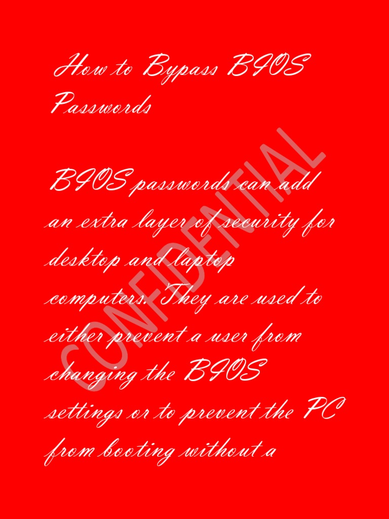 How To Bypass BIOS Passwords | PDF | Bios | Laptop