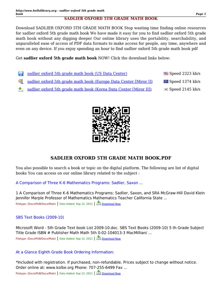 Sadlier Oxford 5th Grade Math Book | PDF | Textbook | Books