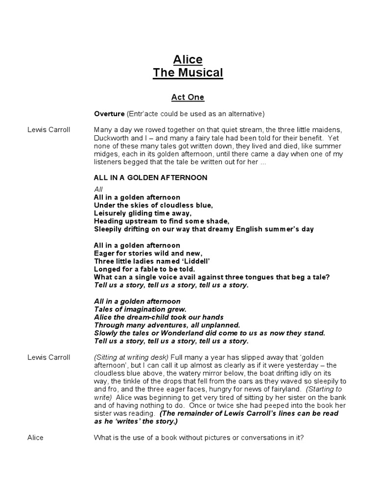 Alice The Musical | PDF | English Children's Novels | Lewis Carroll