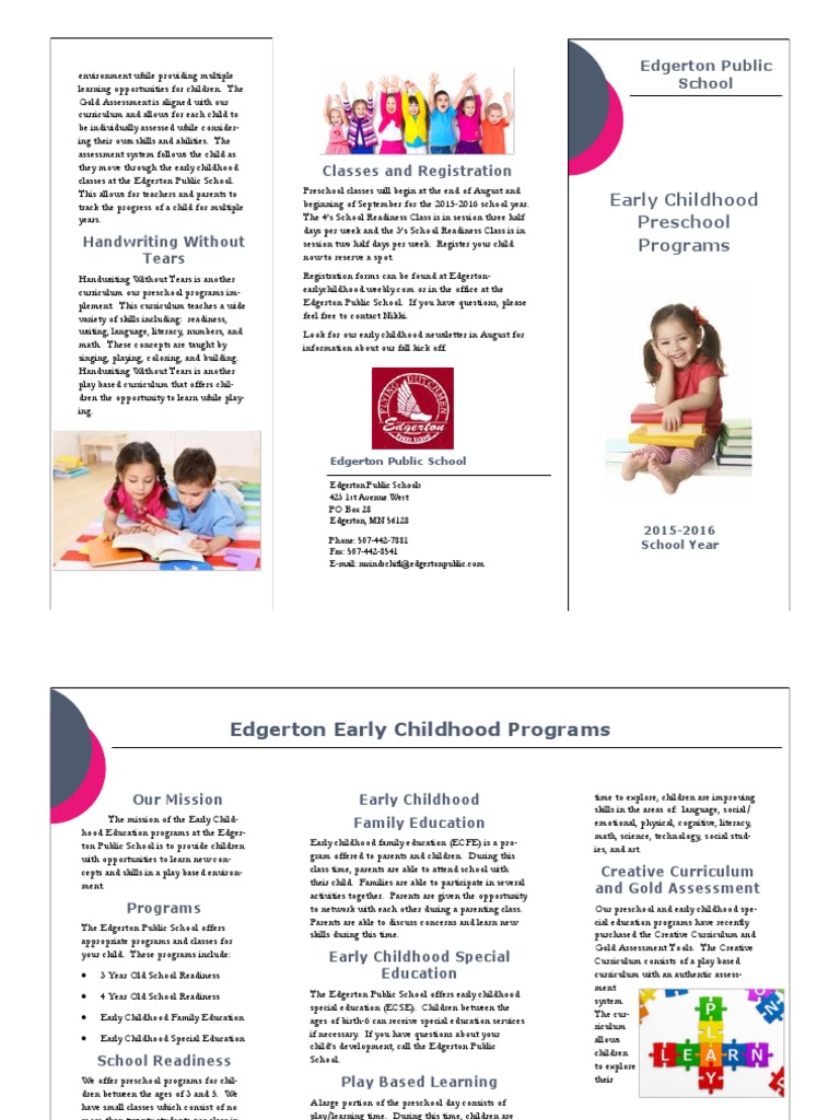 Early Childhood Brochure | PDF | Early Childhood Education | Preschool