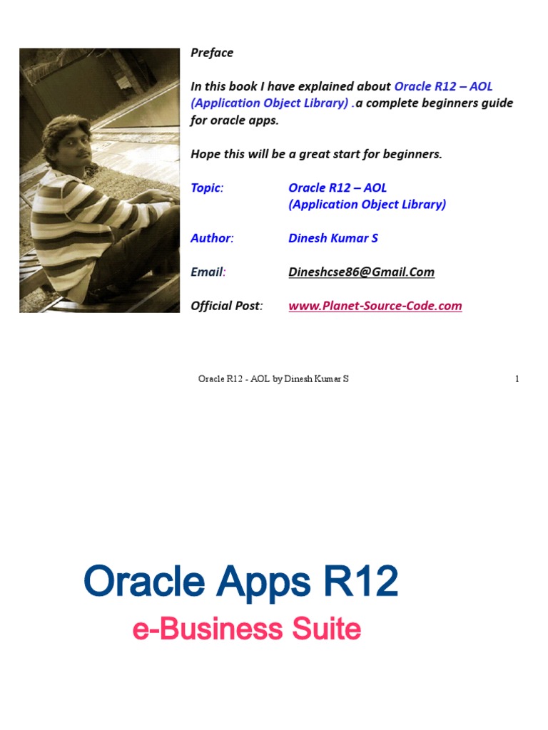 Oracle R12 Aol Application Object Library By Dinesh Kumar S Pdf Password Subroutine 5461