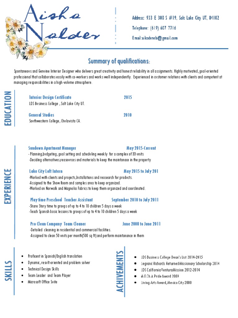 Aisha Nalder 2015 Resume | PDF