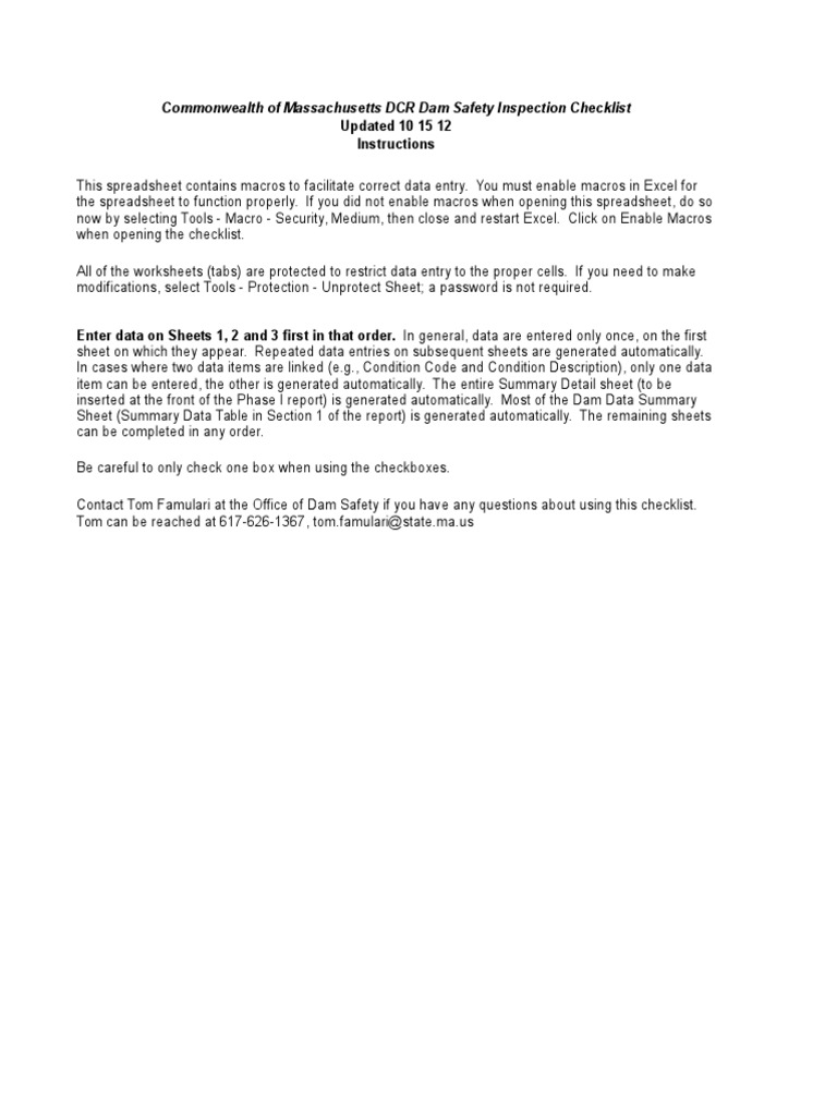 Inspection Checklist | PDF | Spillway | Dam