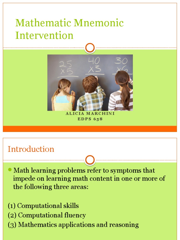 Math Mnemonics | PDF | Mnemonic | Learning Disability